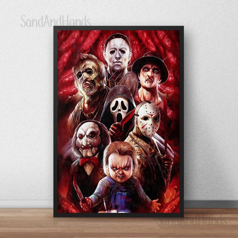 Horror Characters Mugshot Halloween Wall Art Decor Poster Canvas - Kaiteez