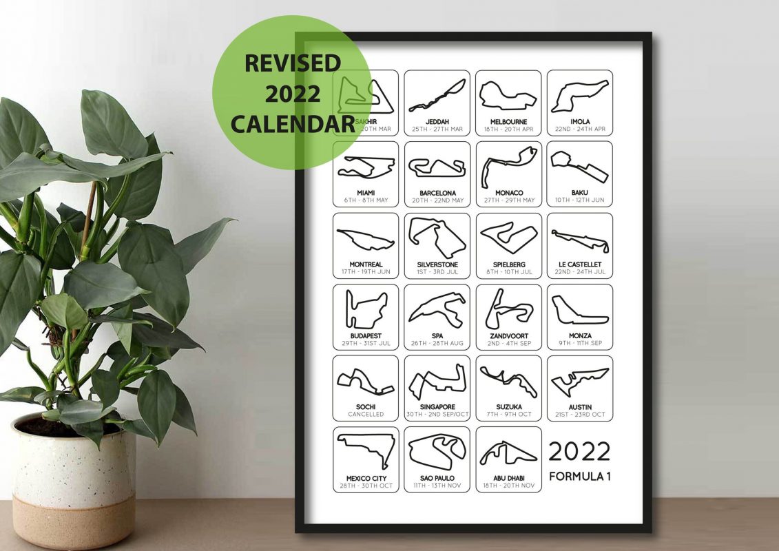 F1 2022 Calendar Print Wall Art Poster - Kaiteez