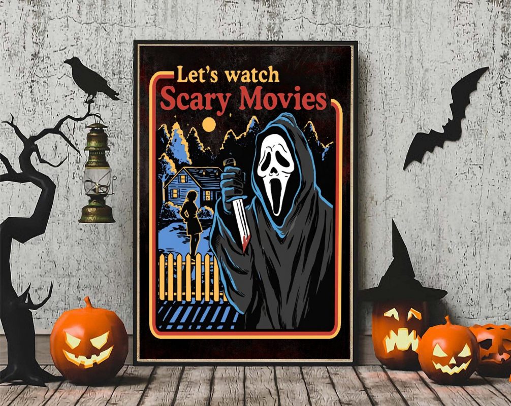Ghostface Lets Watch Scary Movies Scream Horror Halloween Poster Canvas ...