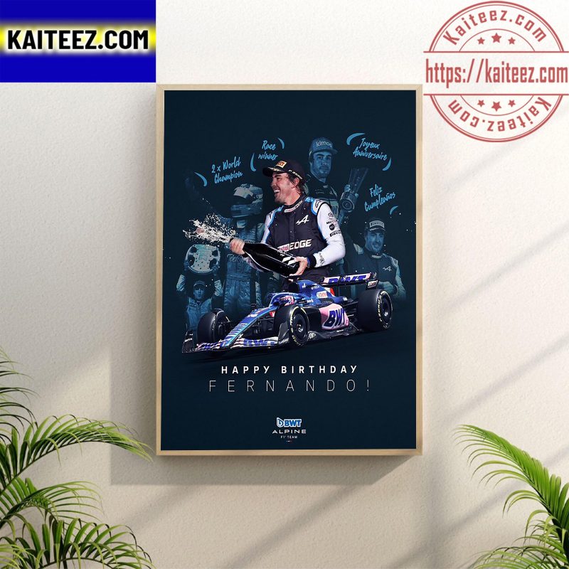 BWT Alpine F1 Team Happy Birthday Fernando Alonso Decoration Poster ...