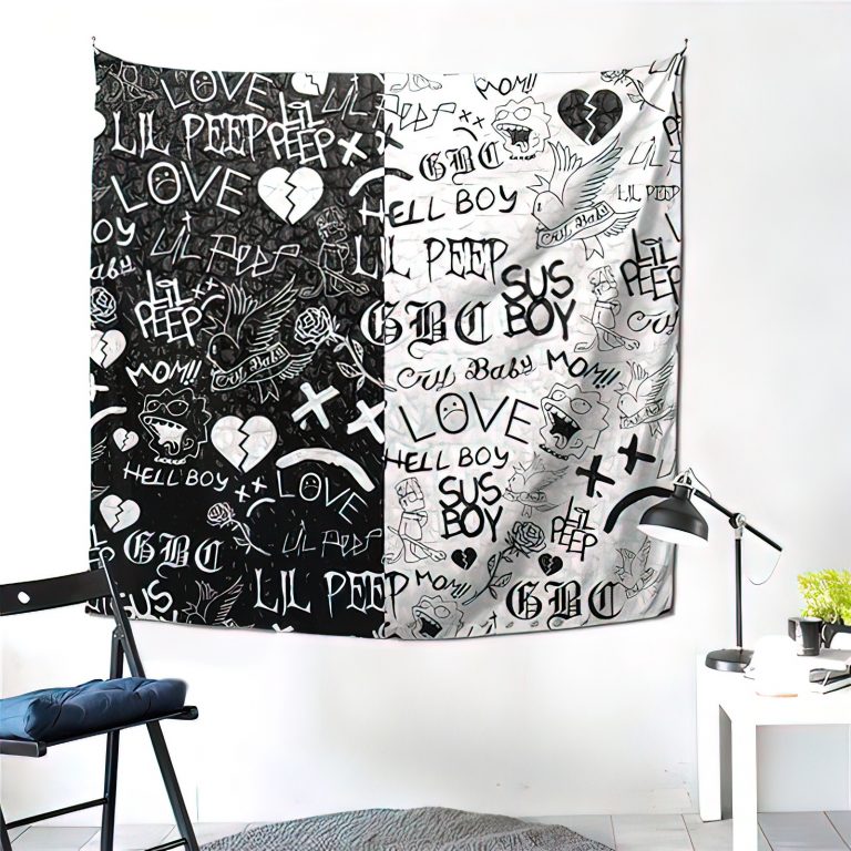 Lil Peep Rapper Fan Art Pink Tone Tapestry - Kaiteez