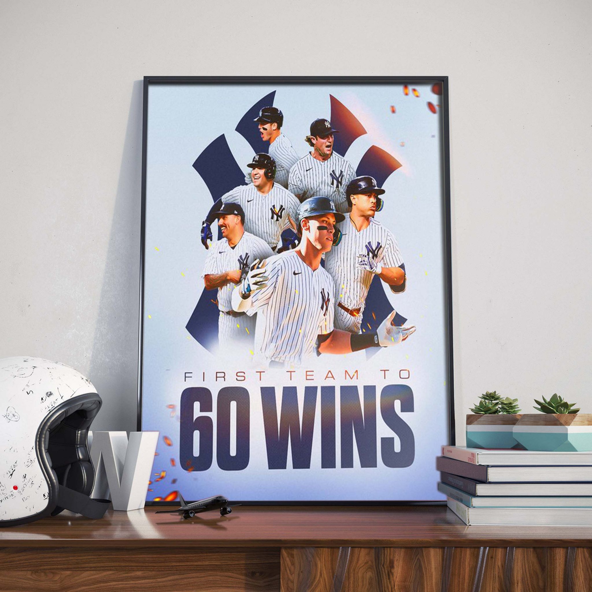 New York Yankees Juggernaut First Team to 60 Wins Poster Canvas - Kaiteez
