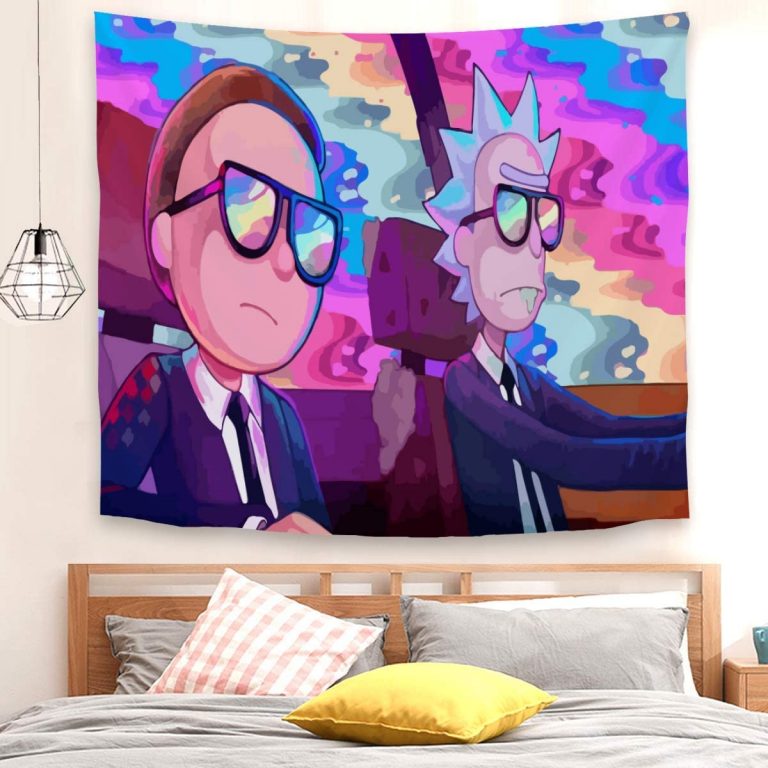 Rick And Morty Melting Pink Background Tapestry - Kaiteez