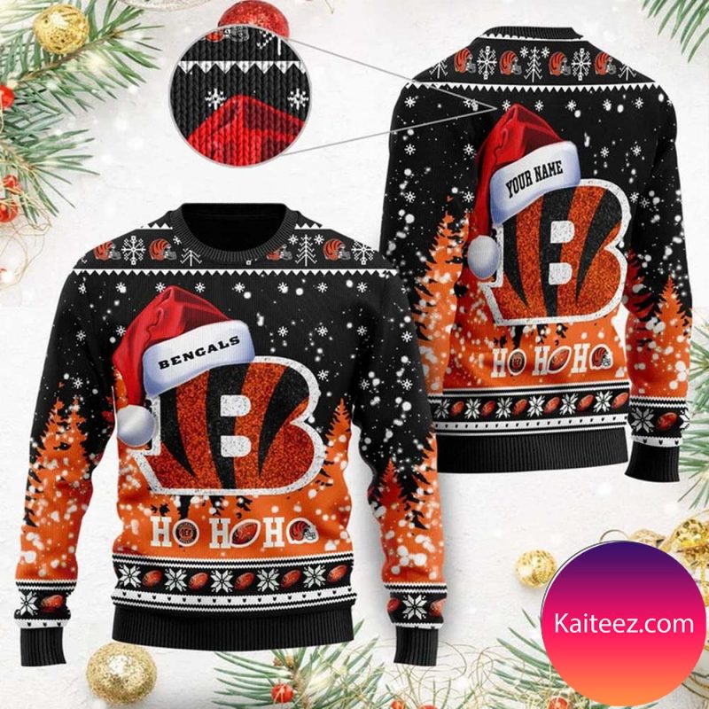 Cincinnati Bengals Symbol Wearing Santa Claus Hat Ho Ho Ho Personalized ...