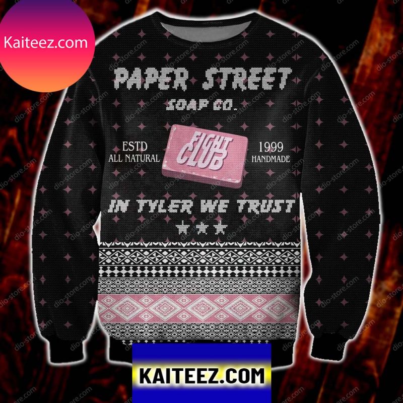 Fight Club Paper Street Soap Co. 3d Print Christmas Ugly Sweater - Kaiteez