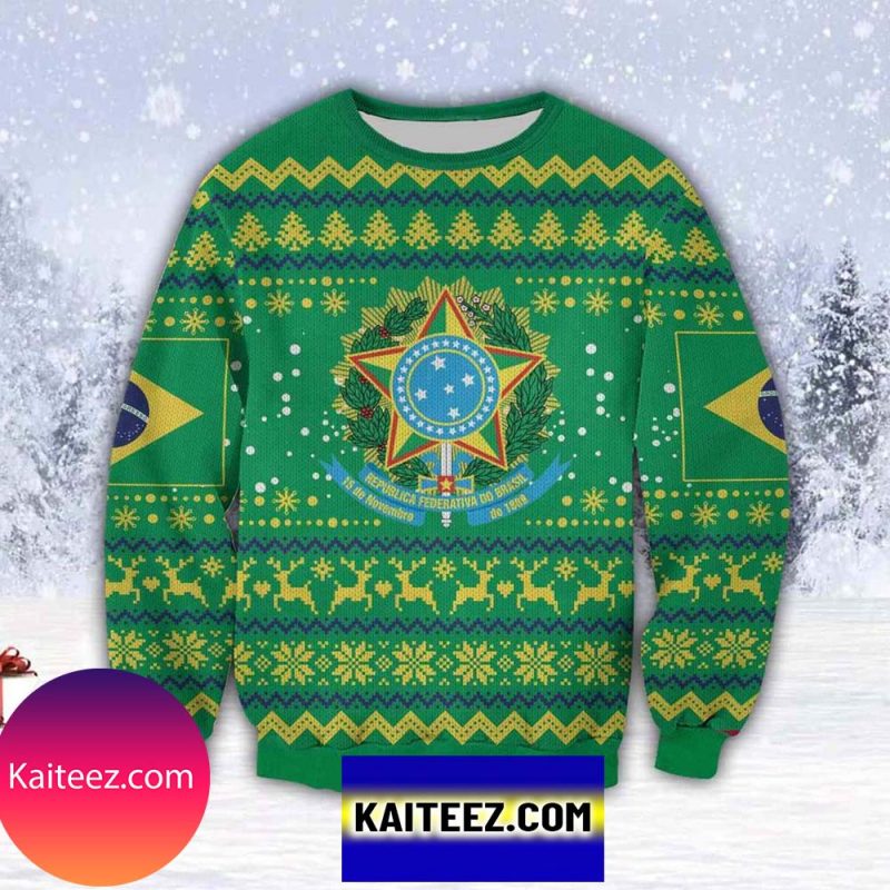 Green Brazil 3d All Over Print Christmas Ugly Sweater - Kaiteez
