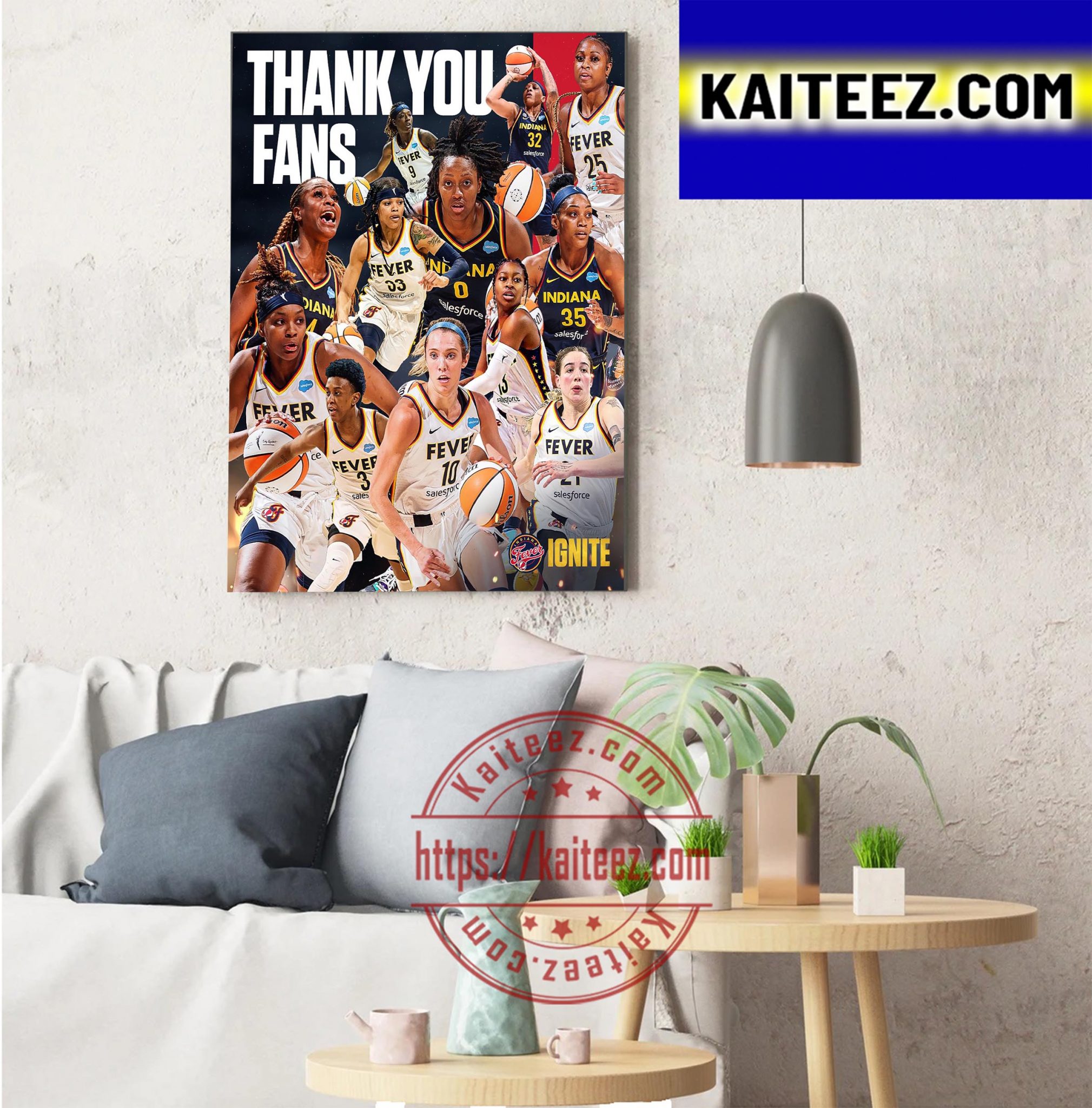 Indiana Fever Thank You Fans WNBA Art Decor Poster Canvas - Kaiteez