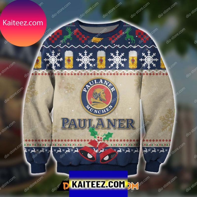 Paulaner Munchen Beer Knitting Pattern Christmas Ugly Sweater - Kaiteez