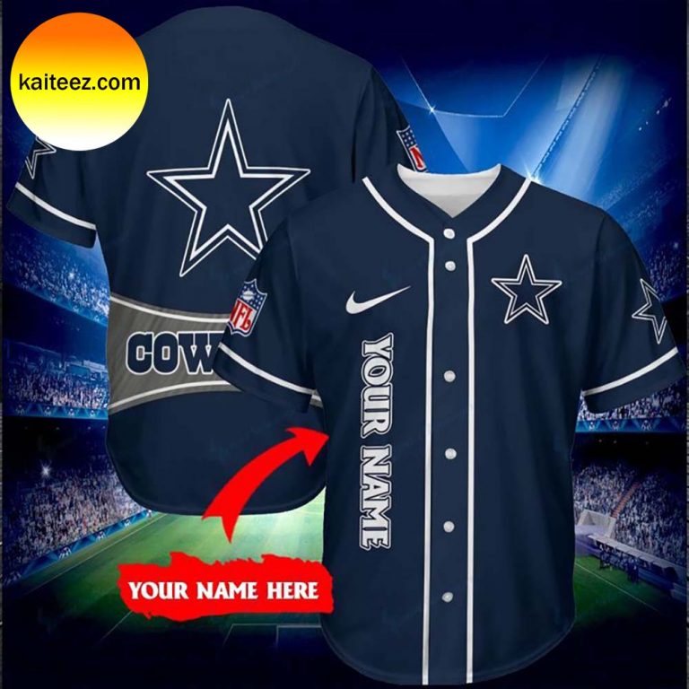 Dallas Cowboys Logo In Black Color Baseball Jersey - Kaiteez