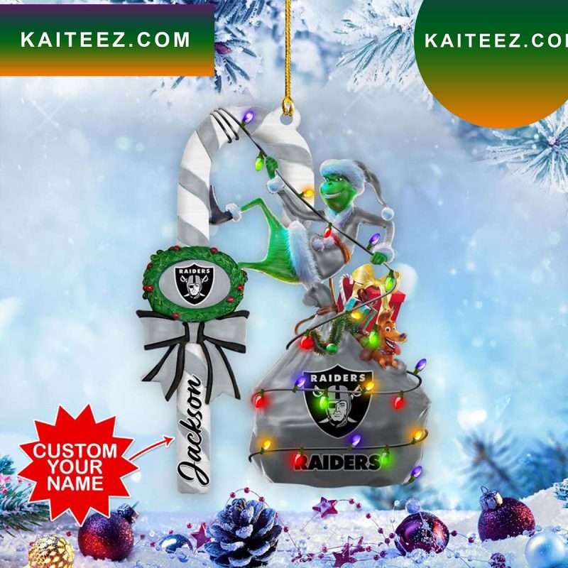 Oakland Raiders NFL Custom Name Grinch Candy Cane Grinch Decorations ...
