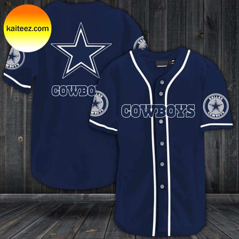 Personalized Dallas Cowboys Blue White Baseball Jersey - Kaiteez