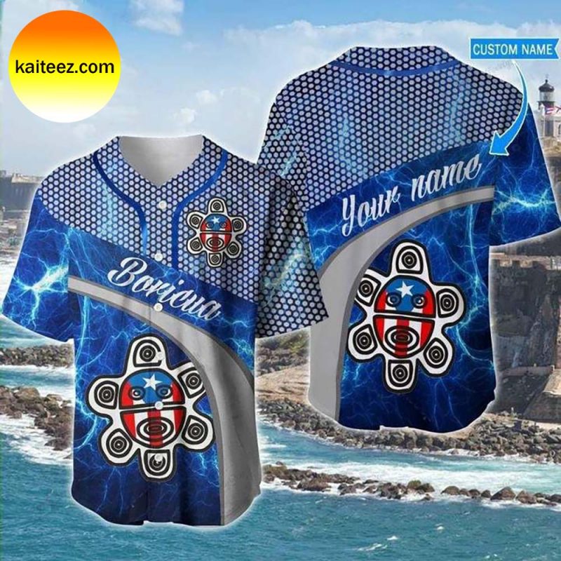 Puerto Rico Flag Black Baseball Jersey - Kaiteez