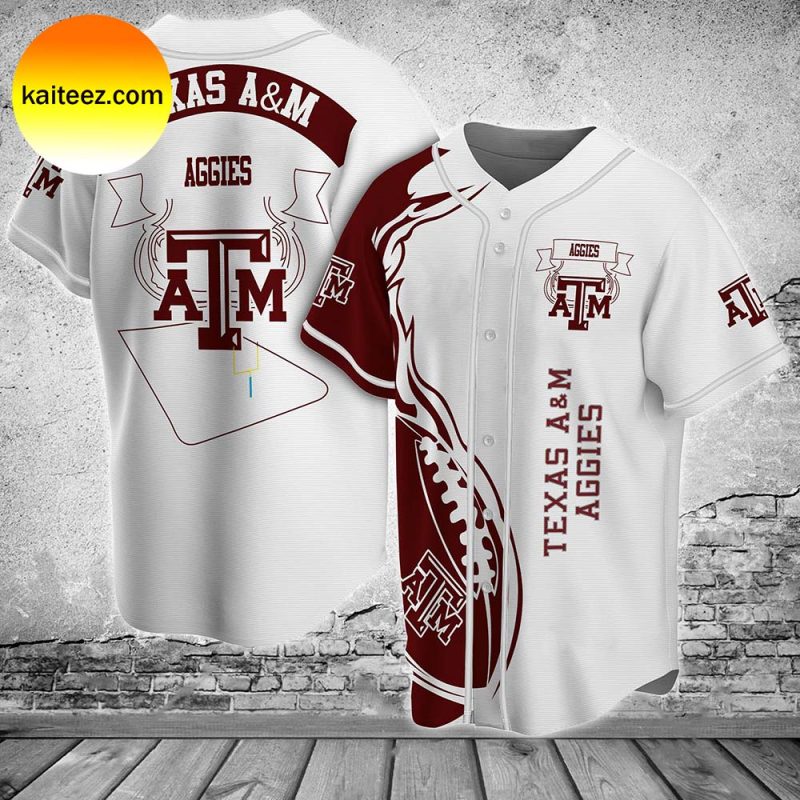 Texas A&M Aggies baseball White Pattern Baseball Jersey - Kaiteez