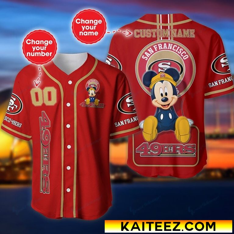 Personalized Disney Mickey Logo Face And Mickey Pattern Baseball Jersey ...