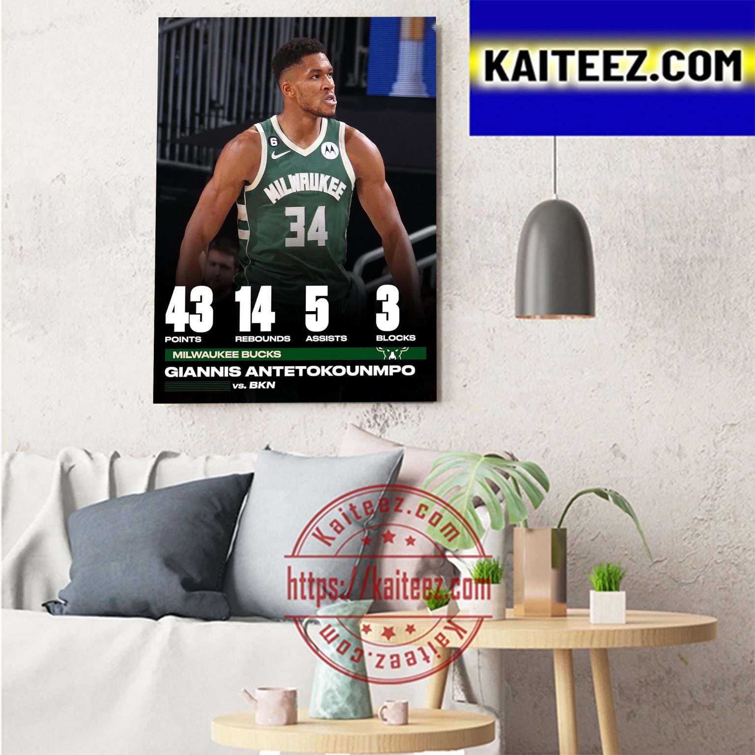 Giannis Antetokounmpo All-NBA First Team Milwaukee Bucks Art Decor ...