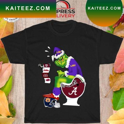 Grinch LSU sitting on Alabama Crimson Tide toilet Christmas T-shirt ...