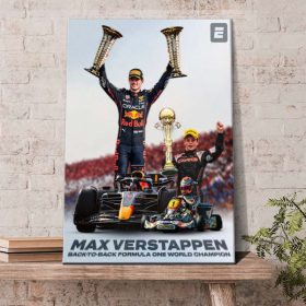 Max Verstappen 2022 F1 World Champion Signature Poster Canvas - Kaiteez
