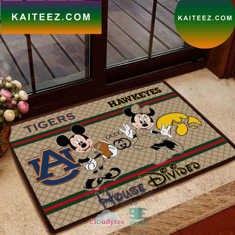 NCAA Tiges vs Hawkeyes Gucci Mickey Minnie Mouse Disney Doormat - Kaiteez