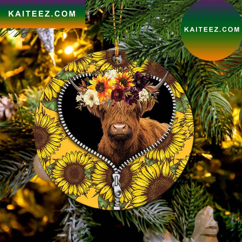 Yak Sunflower Zipper Mica Circle Ornament Perfect Gift For Holiday ...
