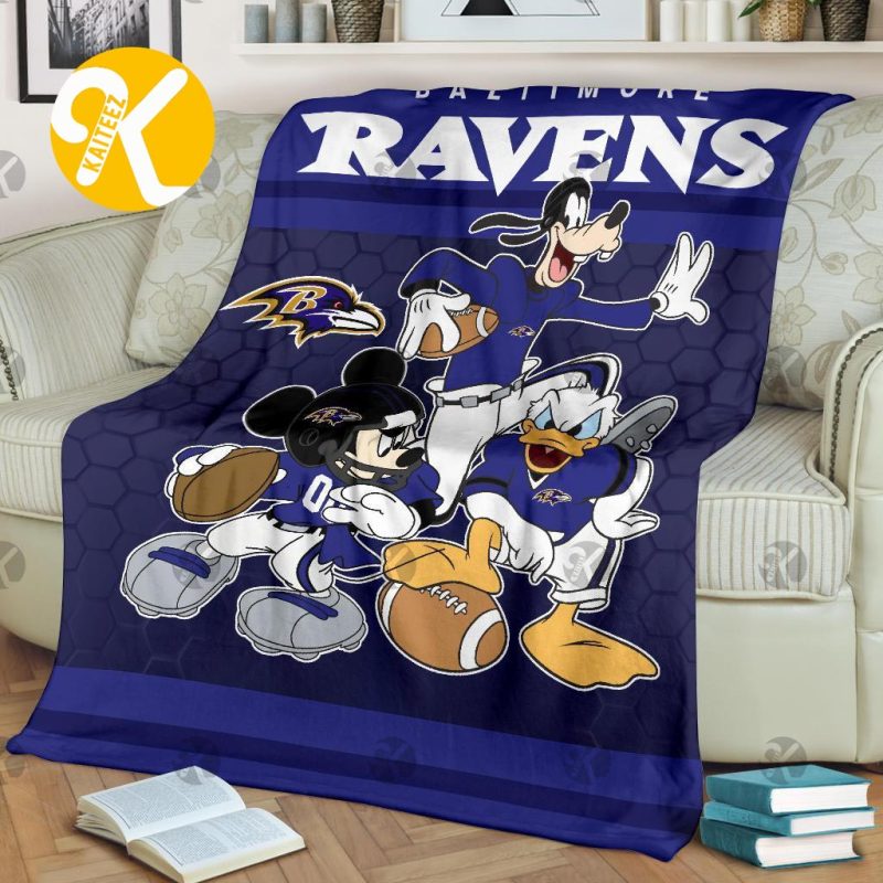 Disney Mickey Mouse Baltimore Ravens NFL Team Football In Purple Throw ...