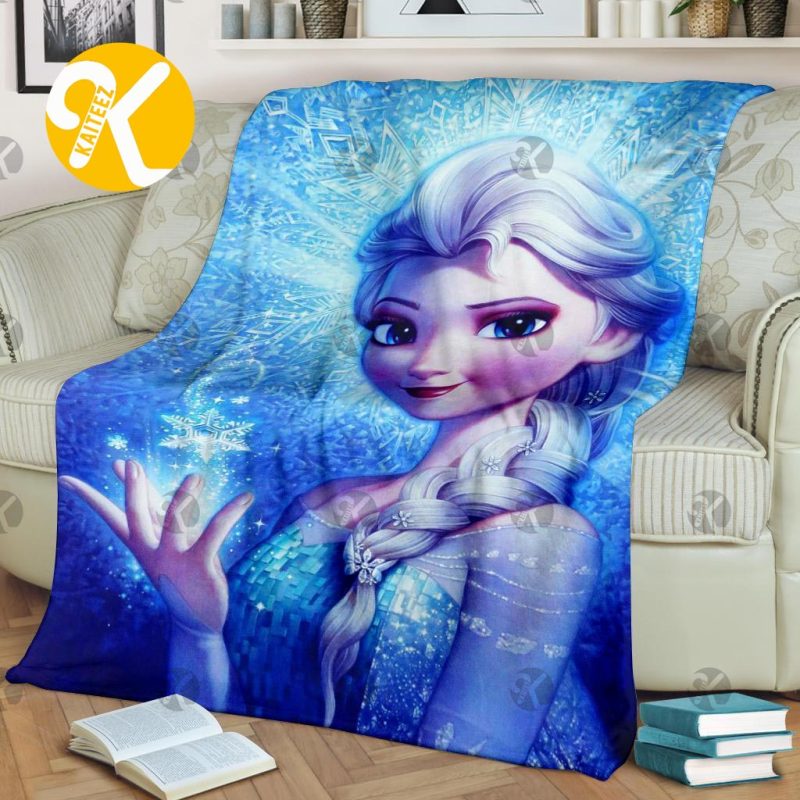 Vintage Disney Princess Elsa Cartoon Poster Frozen Throw Blanket - Kaiteez