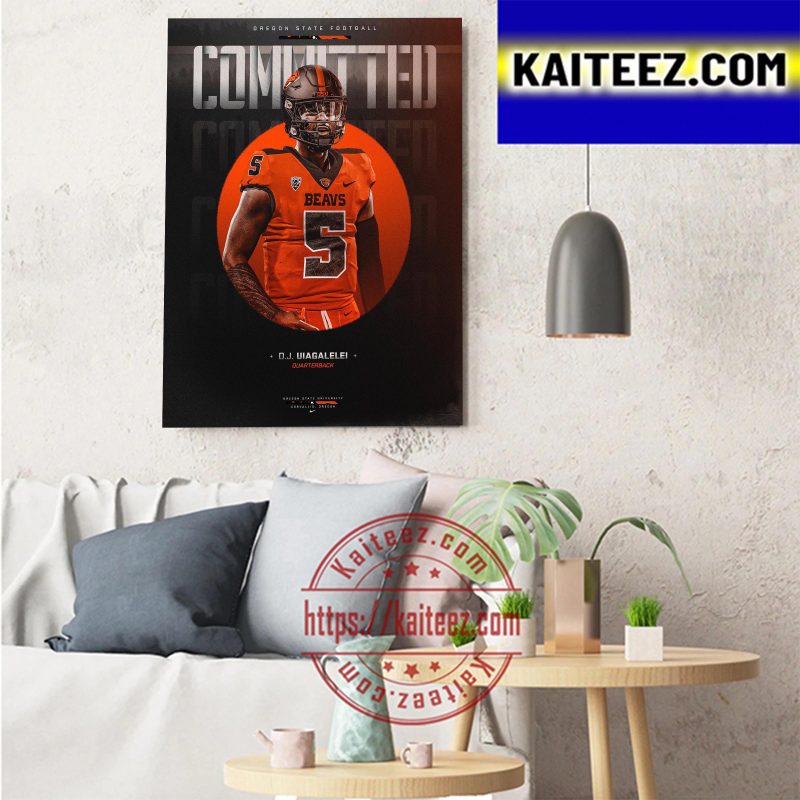 DJ Uiagalelei Committed Oregon State Football Art Decor Poster Canvas ...
