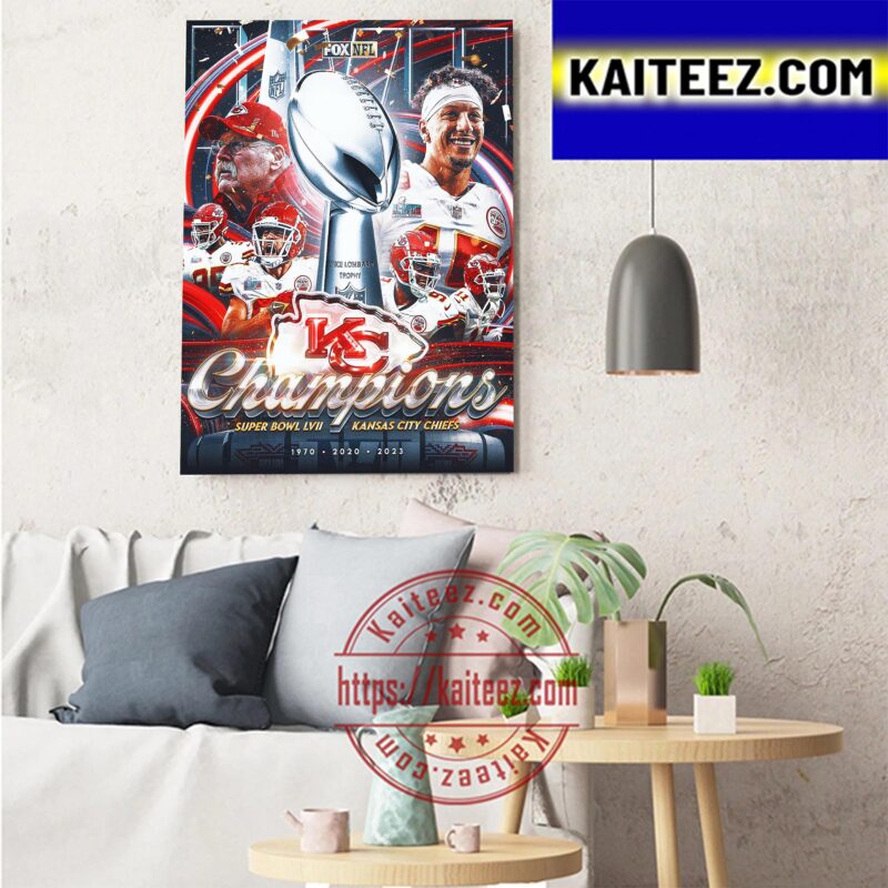 Kansas City Chiefs 1970 2020 2023 Super Bowl LVII Champions Art Decor ...
