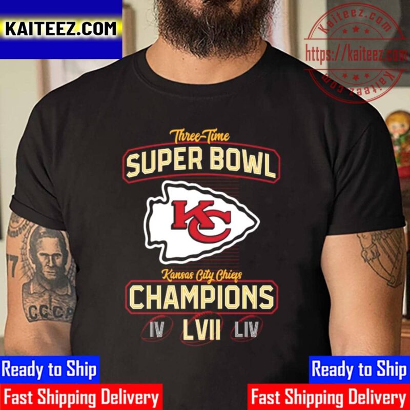 Kansas City Chiefs Super Bowl LVII Champions 3 Time Super Bowl Vintage ...