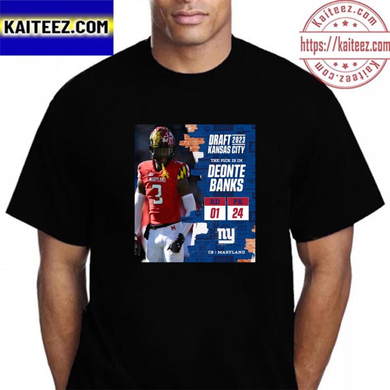 New York Giants Select Maryland CB Deonte Banks In The 2023 NFL Draft Vintage T-Shirt - Kaiteez