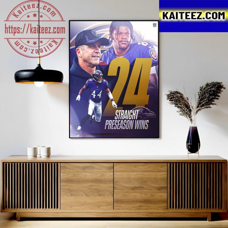 Baltimore Ravens 24 Straight NFL Preseason Wins Art Decor Poster Canvas ...