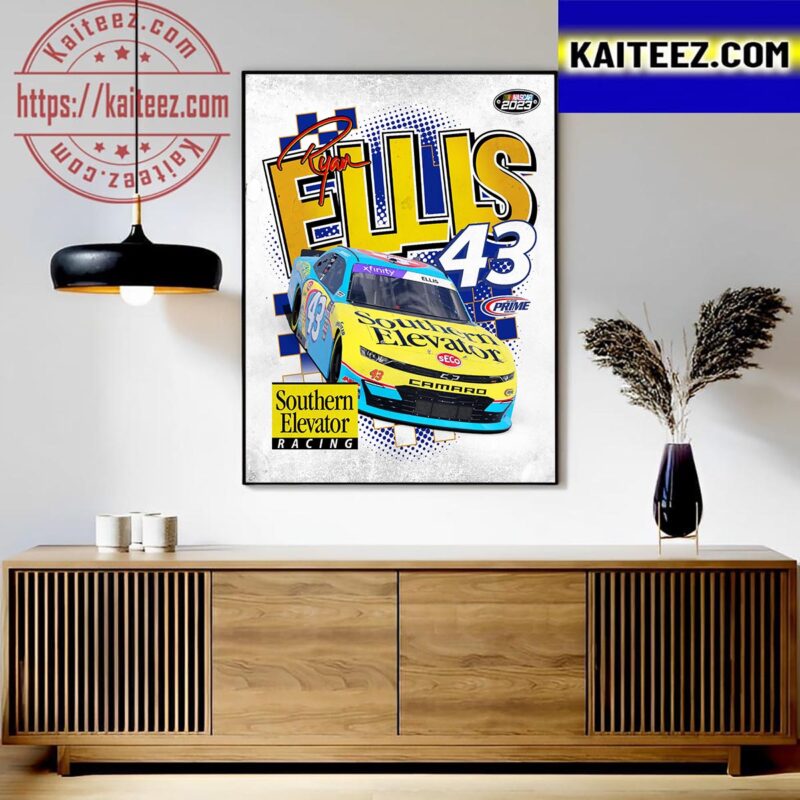 2023 Nascar Xfinity Racing Ryan Ellis 43 Southern Elevator Racing Art ...